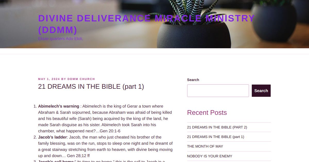 21 DREAMS IN THE BIBLE (part 1) – divine deliverance miracle Ministry ...